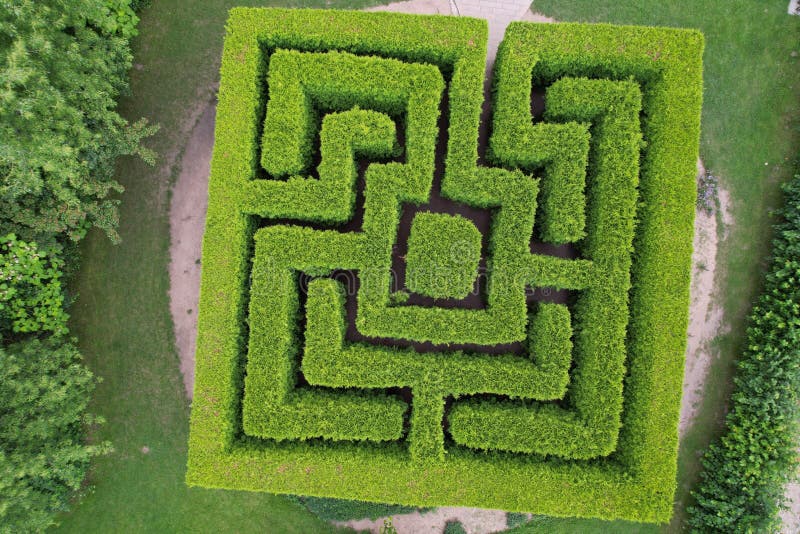 Aerial View of a Labyrinth in a Botanical Garden in the Czech Republic ... Aerial View of a Labyrinth in a Botanical Garden in the Czech Republic ...