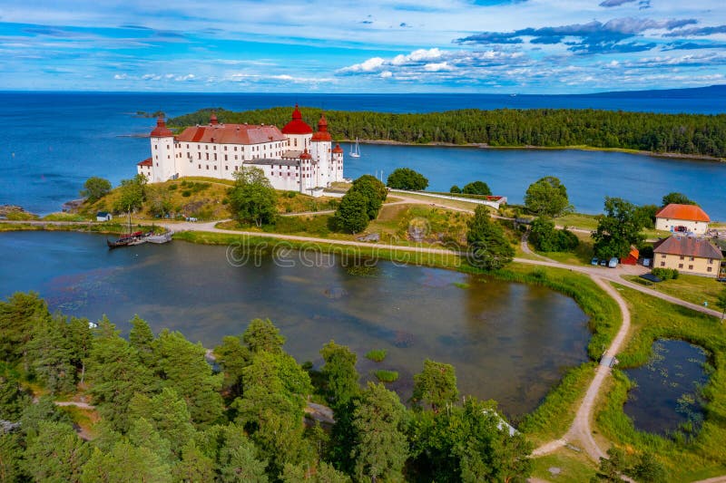Aerial View of Lacko Castle in Sweden Stock Photo - Image of boat ...