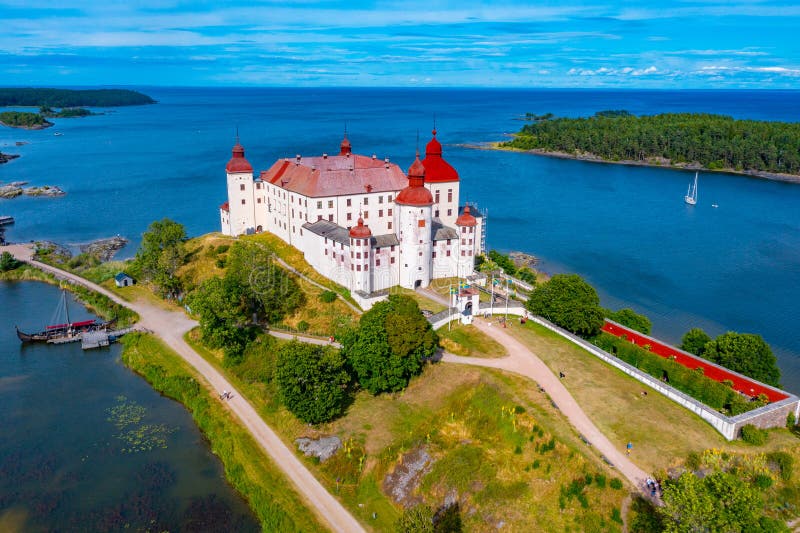 Aerial View of Lacko Castle in Sweden Stock Image - Image of facade ...