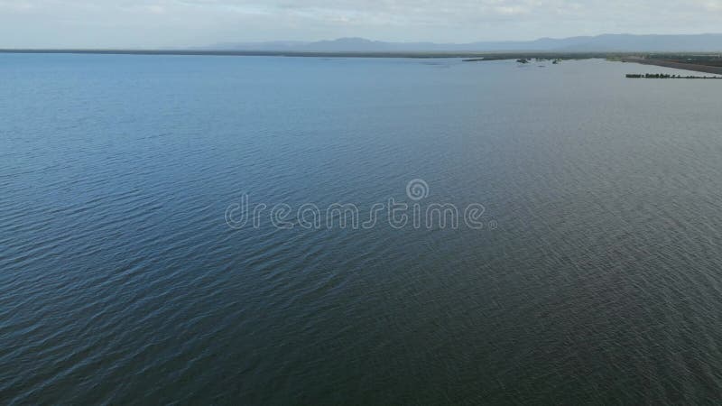 Aerial View of Flamingos Flying Over the Ocean at Sunset in Mussulo Bay ...