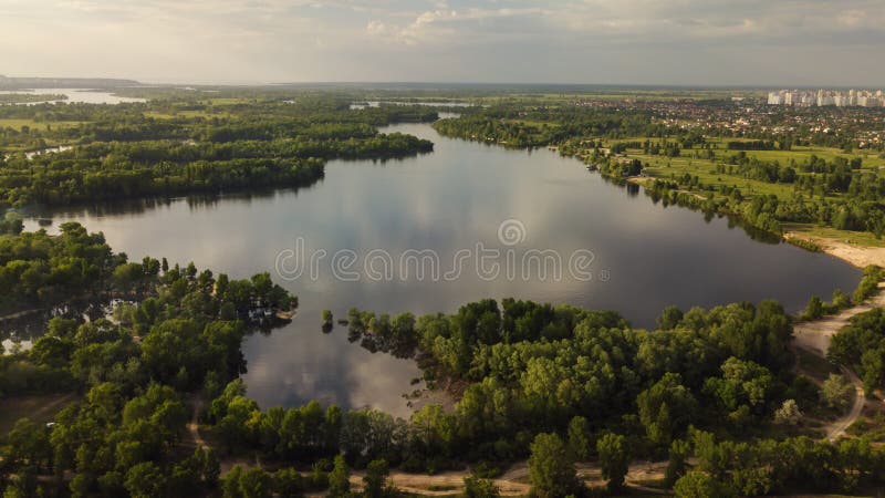 Aerial View of Lake in the City. Spring Stock Photo - Image of ...