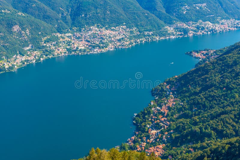 Aerial View of Lake Como from Volta Lighthouse in Italy Stock Photo ...