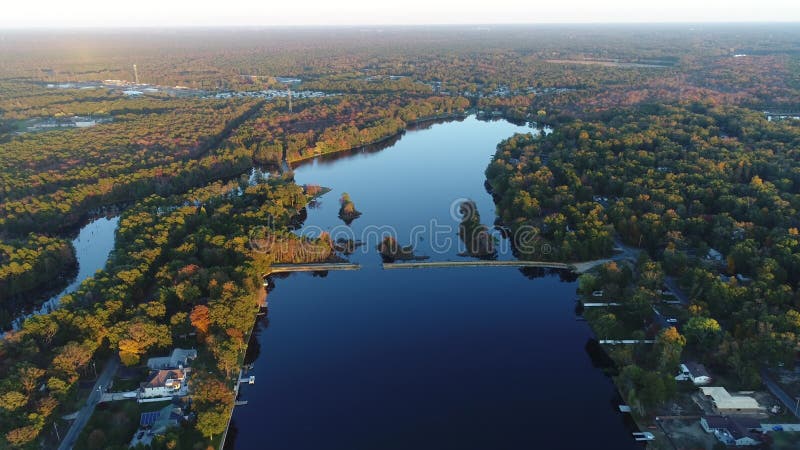 Aerial View Lake and Fall Colors Stock Footage - Video of view, aerial ...