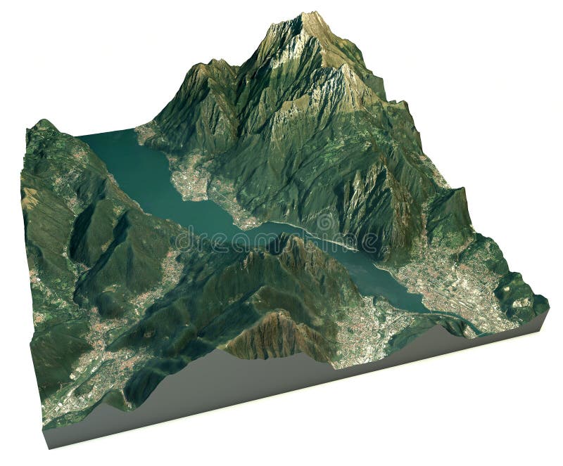 Aerial View of the Lake of Lecco and the Surrounding Area Map in 3d ...