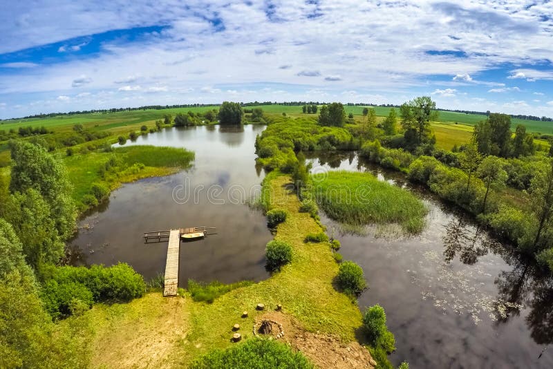 Aerial View of the Lake in Summer Time Stock Image - Image of lake ...