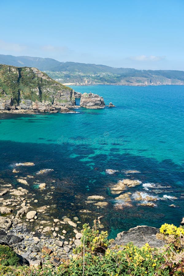 Aerial View of Lake Surrounded by Greenery Cliffs Stock Photo - Image ...