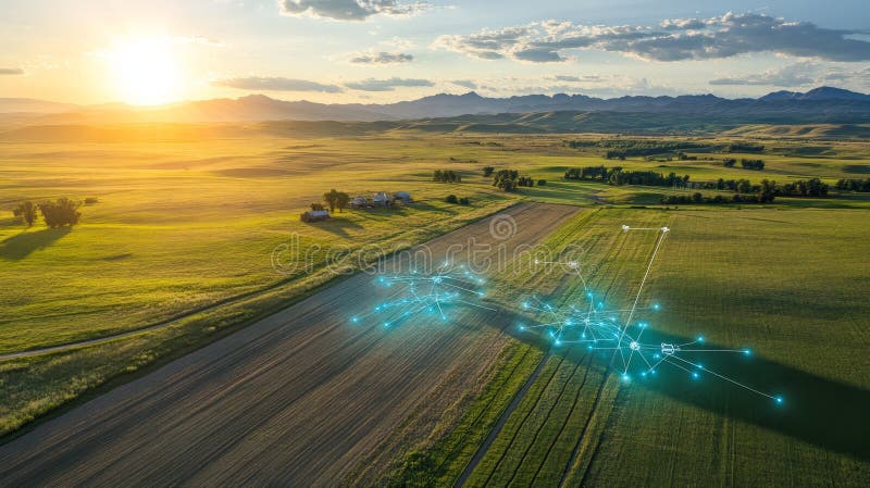 Aerial View of Land with Development Markers Highlighting Potential ...