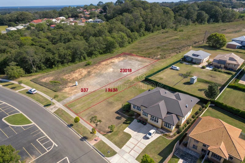Aerial View of Land Plot with GPS Registration for Development Stock ...