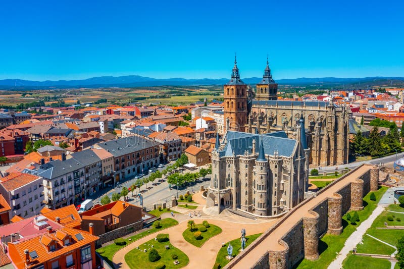 Aerial View of Landmarks at Astorga, Spain Stock Photo - Image of ...
