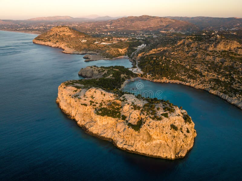 Aerial View of a Landscape of Giant Cliffs Surrounded by Water Stock ...