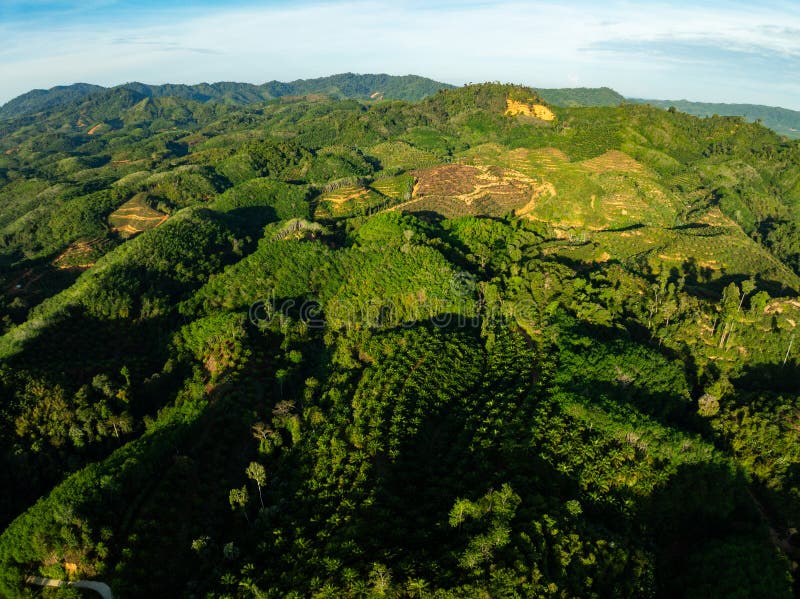 Aerial View Landscape Mountains View in Sunset or Sunrise Sky ...