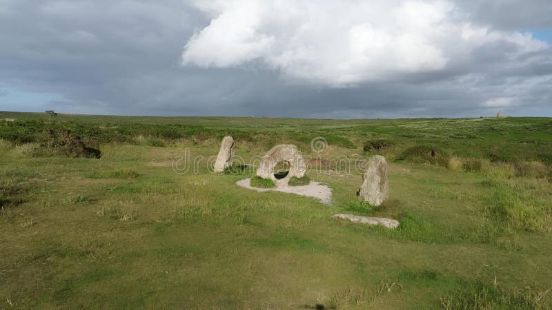 Aerial View of Lanyon Quoit, an Ancient Stone Monument in Penzance ...