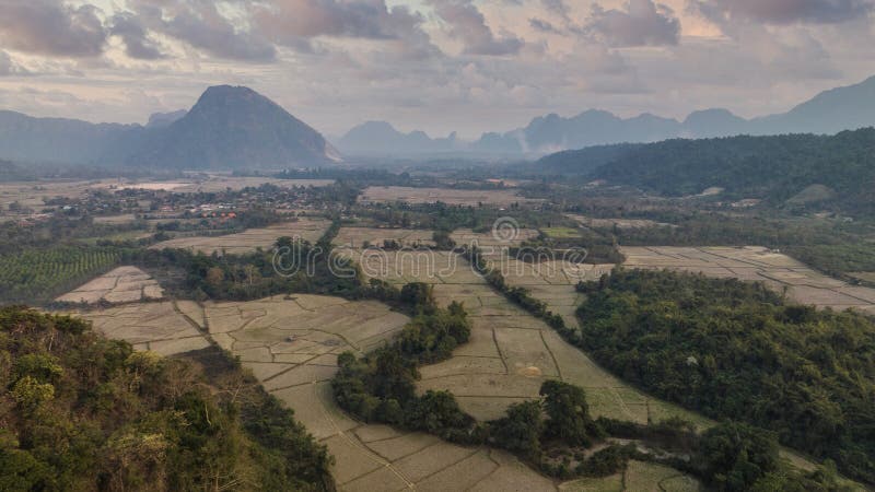 Aerial View of Laos Countryside Stock Photo - Image of river, baloon ...
