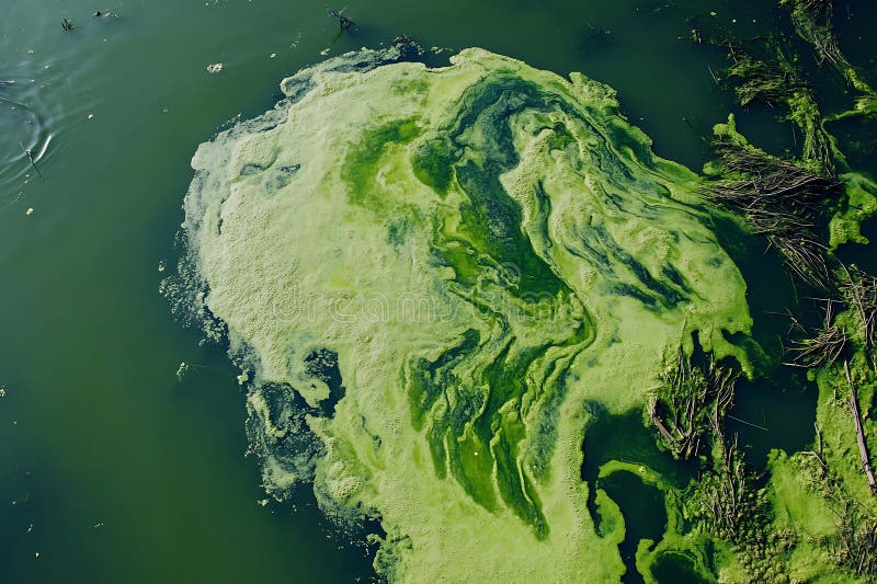 Aerial View of Algae Bloom in Water Stock Illustration - Illustration ...