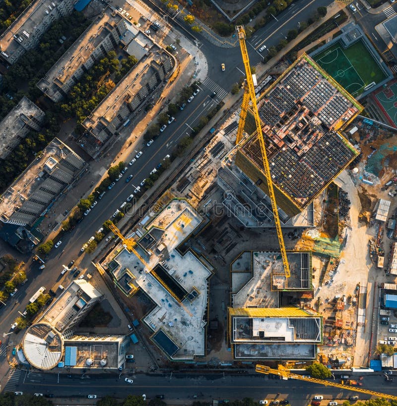 Aerial View of a Large Building in the Process of Being Built Stock ...