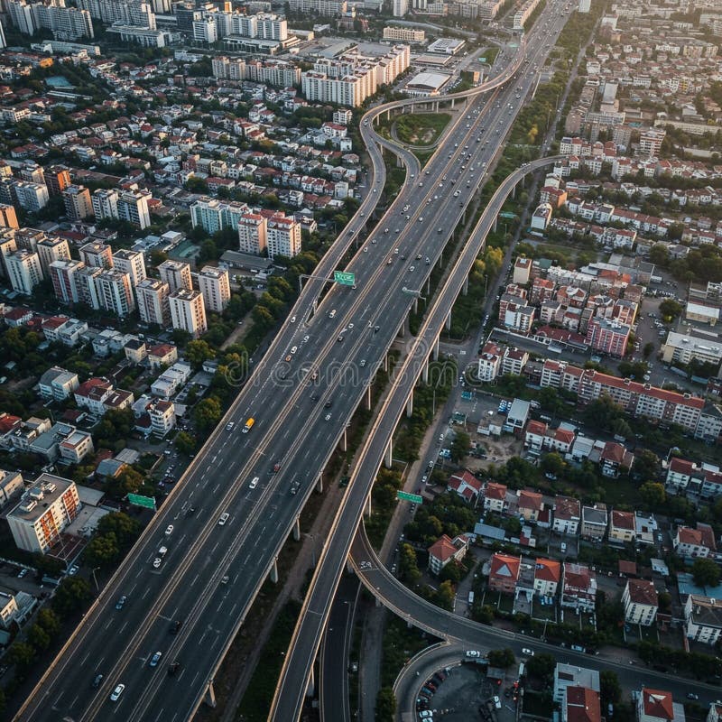 Aerial View of a Large Cloverleaf Interchange in an Urban Setting ...