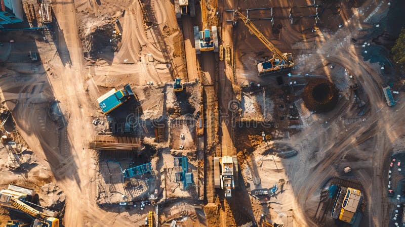 Aerial View of Large Construction Site with Machinery and Equipment ...