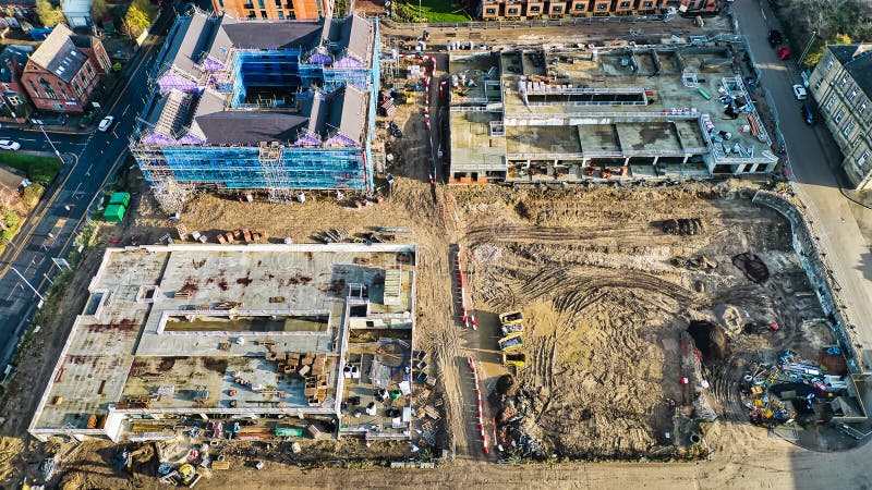 Aerial View of Multiple Building Construction Site in Kirkstall, Leeds ...