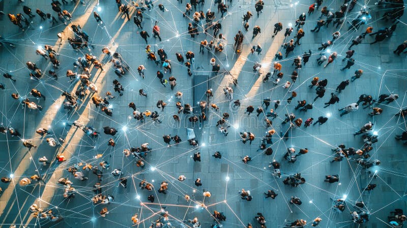 An Aerial View of a Large Crowd Interconnected by a Visible Network of ...