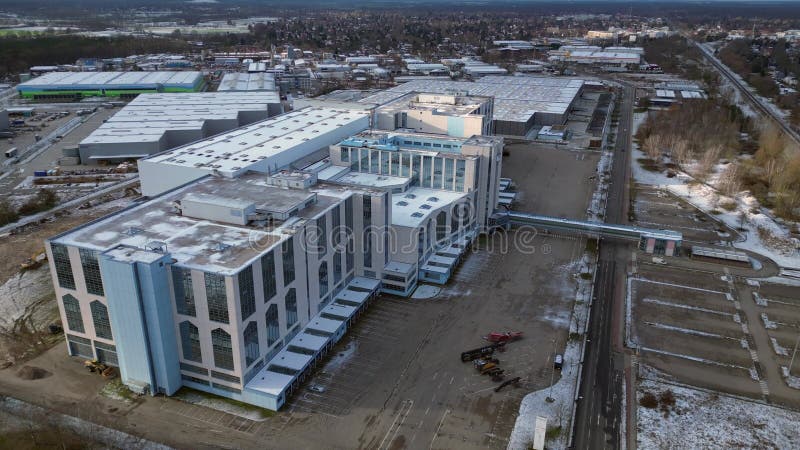 Large Distribution Center with Loading Docks. Beautiful Aerial View ...