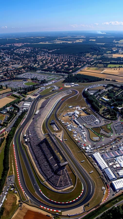 Aerial View of Large Empty Racetrack with Multiple Turns, Long ...
