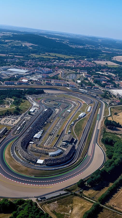 Aerial View of Large Empty Racetrack with Multiple Turns, Long ...