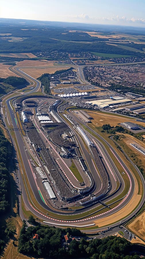 Aerial View of Large Empty Racetrack with Multiple Turns, Long ...