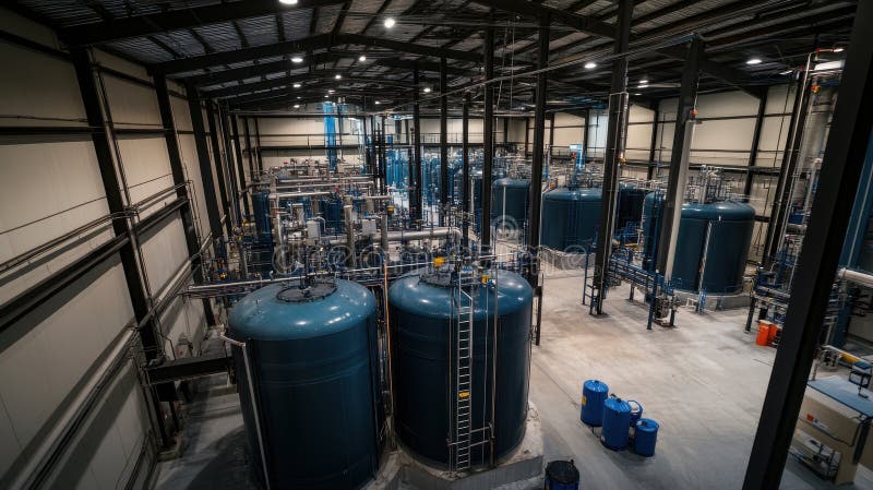 Aerial View of a Large Industrial Facility with Storage Tanks and ...