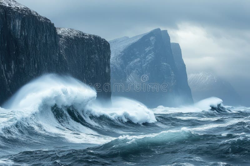 Aerial View Large Ocean Wave Mountain Backdrop Stock Photos - Free ...