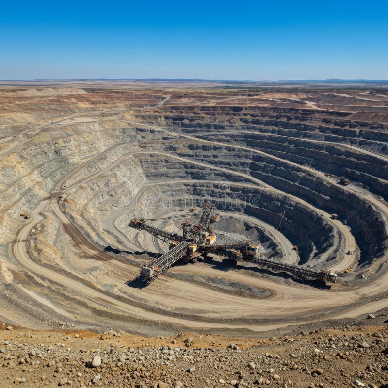 Aerial View of a Large Open Pit Mine Stock Illustration - Illustration ...