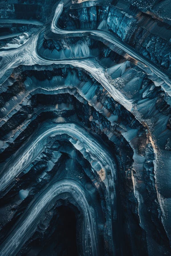 Aerial View of a Large Open Pit Mine with Surrounding Terrain Stock ...