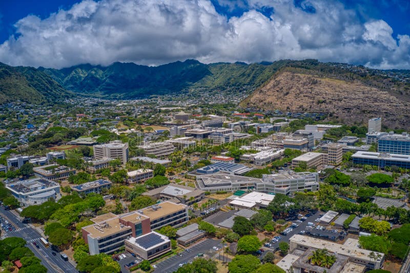 Aerial View of a Large Public University in Honolulu, Hawaii Stock ...
