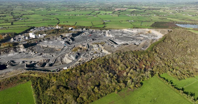 Large Quarry in the Middle of a Field Mining of Construction Materials ...