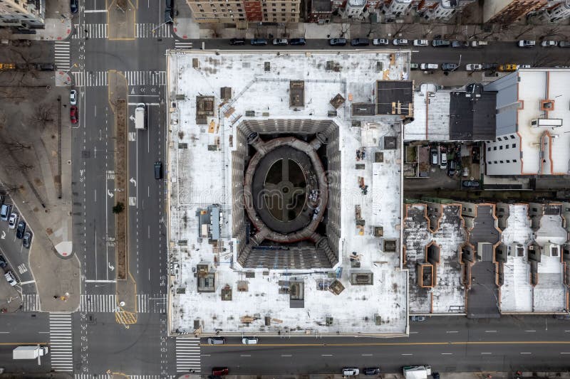 Aerial View of a Large Rectangular Shaped Building, in New York City on ...