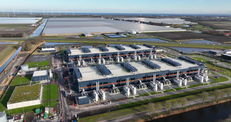 Aerial View of Large Scale Datacenter Building AI Computing, Quantum ...