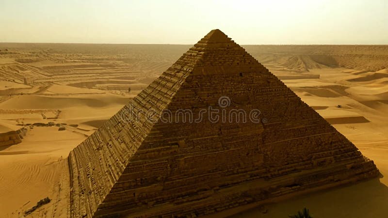 Aerial View of a Large Stone Pyramid in a Desert Stock Footage - Video ...