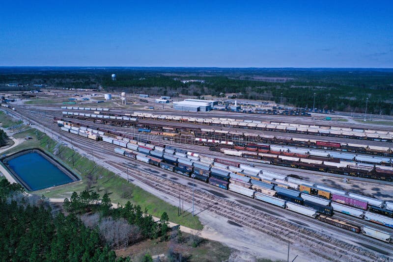 Aerial View of a Large Train Yard Stock Image - Image of traffic, north ...