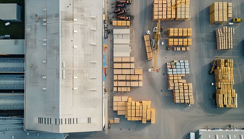 Aerial View of Large Warehouse Stock Photo - Image of products, manager ...