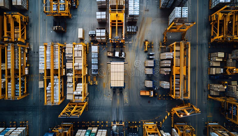 Aerial View of Large Warehouse Stock Photo - Image of shipment, boxes ...