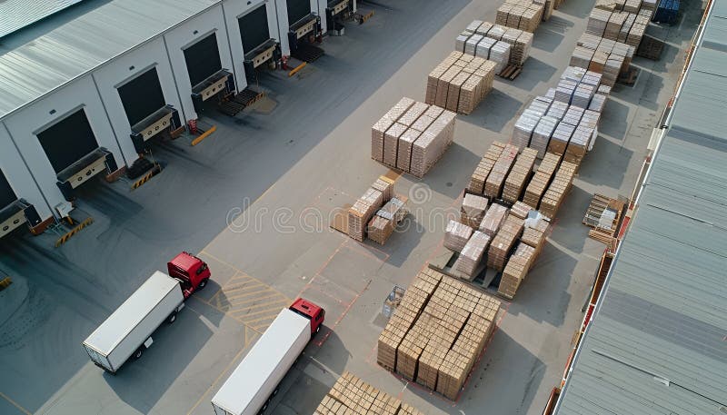 Aerial View of Large Warehouse Stock Photo - Image of storage ...