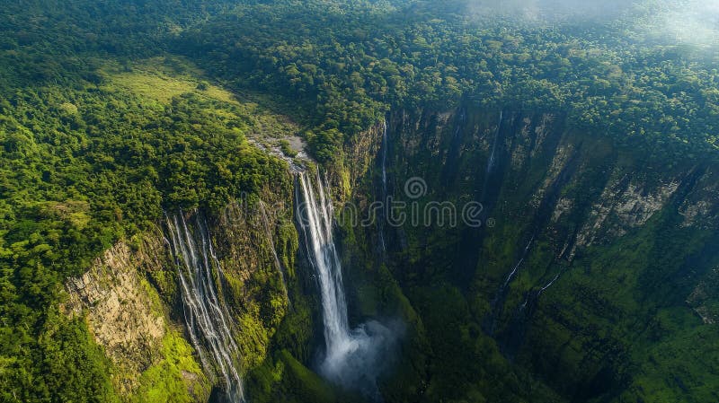 Aerial View of a Large Waterfall Cascading Down a Steep Cliff Face ...