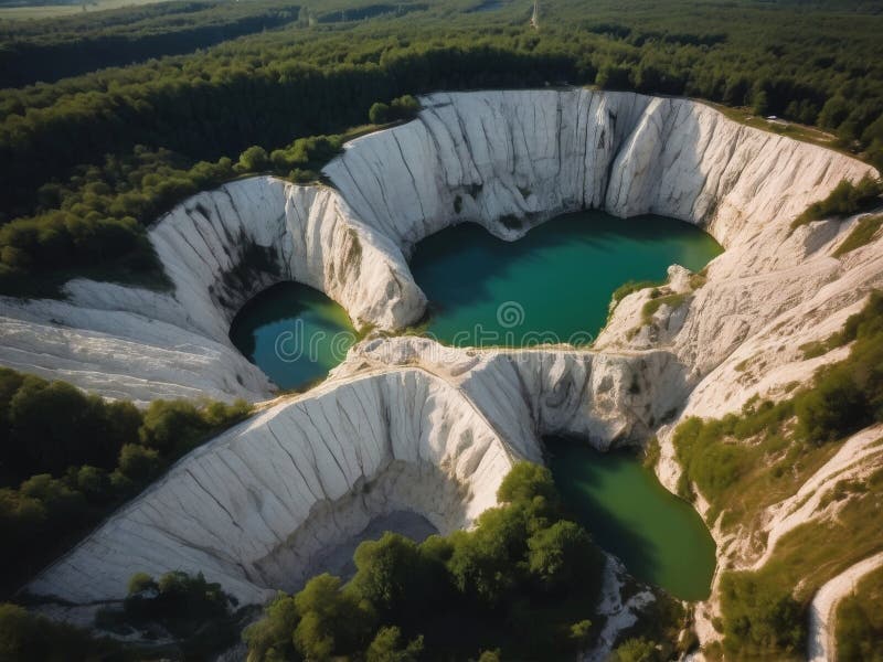 Aerial View of Large White Limestone Quarry in Green Landscape. Stock ...