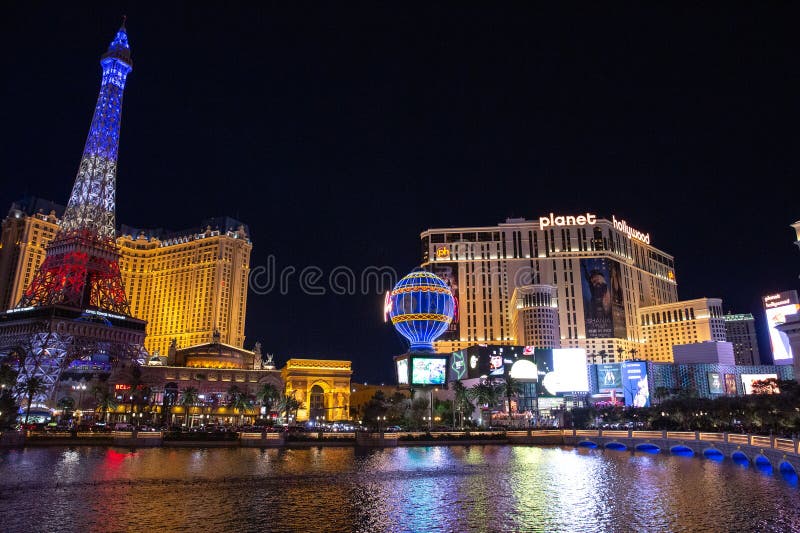 Aerial View of Las Vegas Skyline at Night with Illuminated Hotels and ... Aerial View of Las Vegas Skyline at Night with Illuminated Hotels and ...