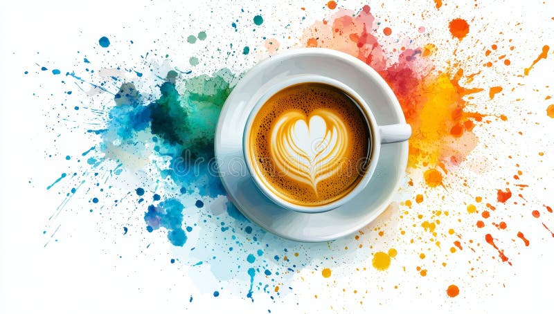 An Aerial View of a Latte with Heart Art Symbolizing Warmth and ...