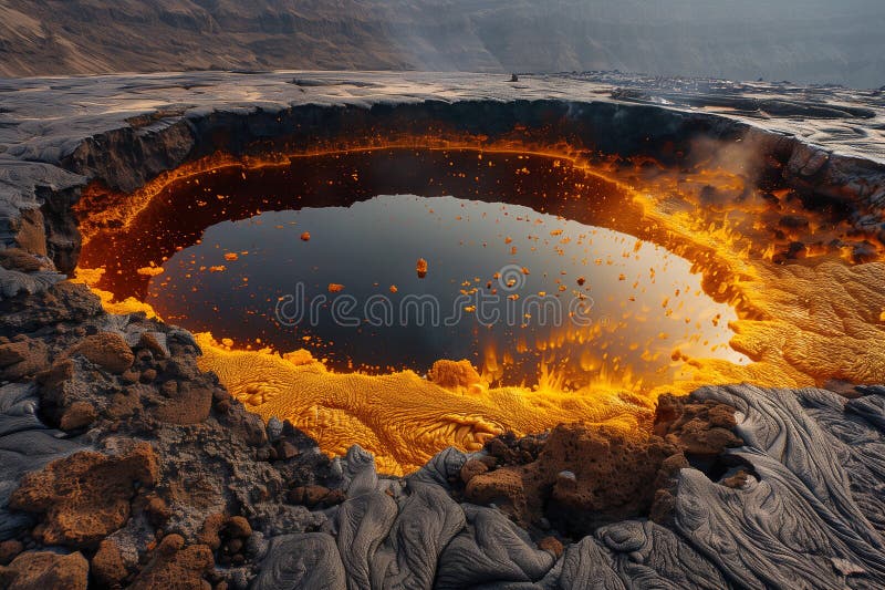 Aerial View of a Lava Flow at Sunset Stock Photo - Image of black ...