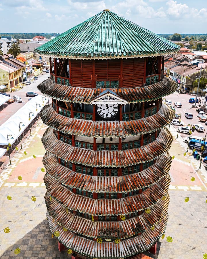 Aerial View of the Leaning Tower of Teluk Intan is a Clock Tower in ...