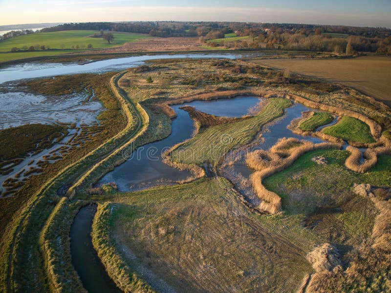 Aerial View of Levington Pond in Suffolk Stock Photo - Image of ...