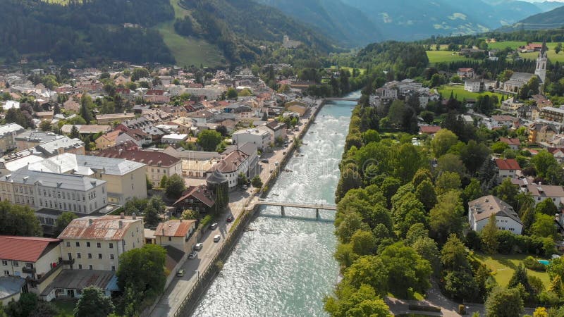 Aerial View of Lienz Cityscape and Valley, Austrian Alps Stock Image ...