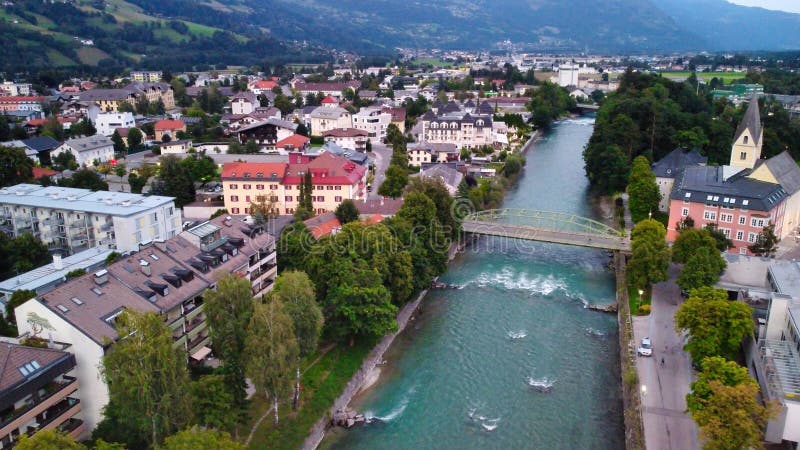 Aerial View of Lienz Skyline from a Drone at Night, Austria Editorial ...