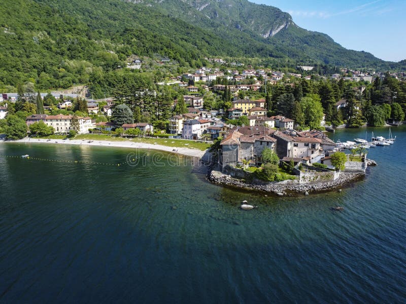 Aerial View of Lierna, a Village on Lake Como Stock Image - Image of ...